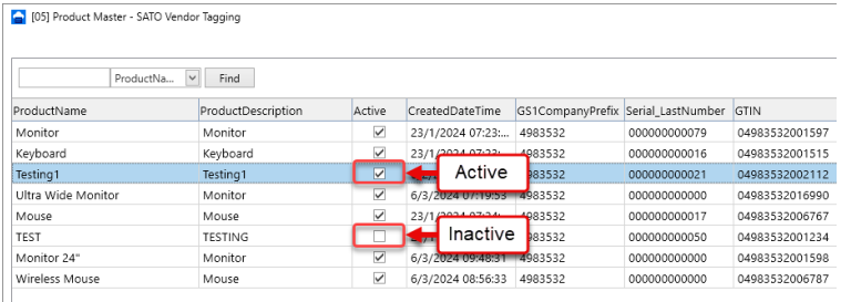 SATO Vendor Tagging (RFID) - Setting the Selected Product As Active Or Inactive. – SATO Help Center